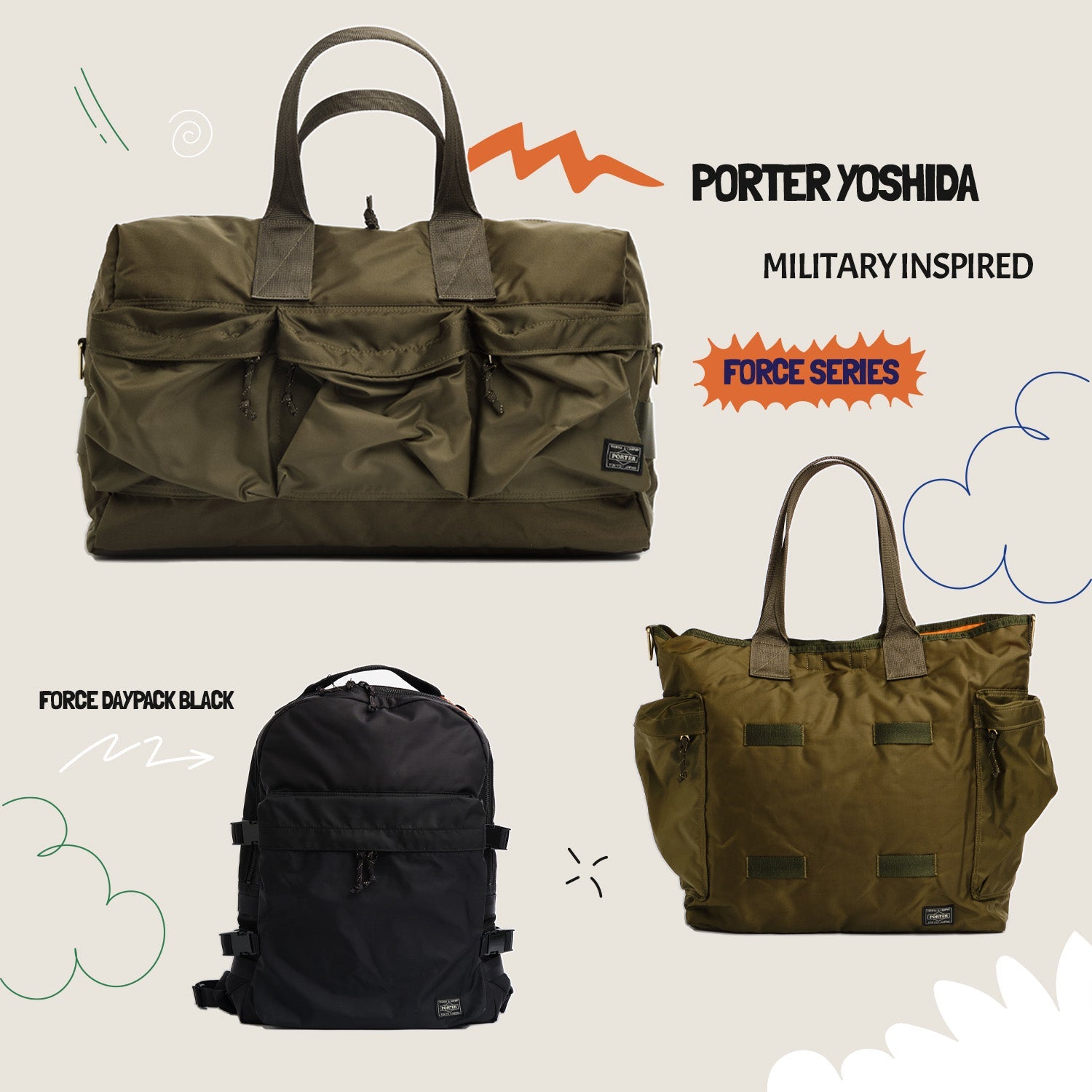 PORTER YOSHIDA | FORCE BAG SERIES | MEADOW