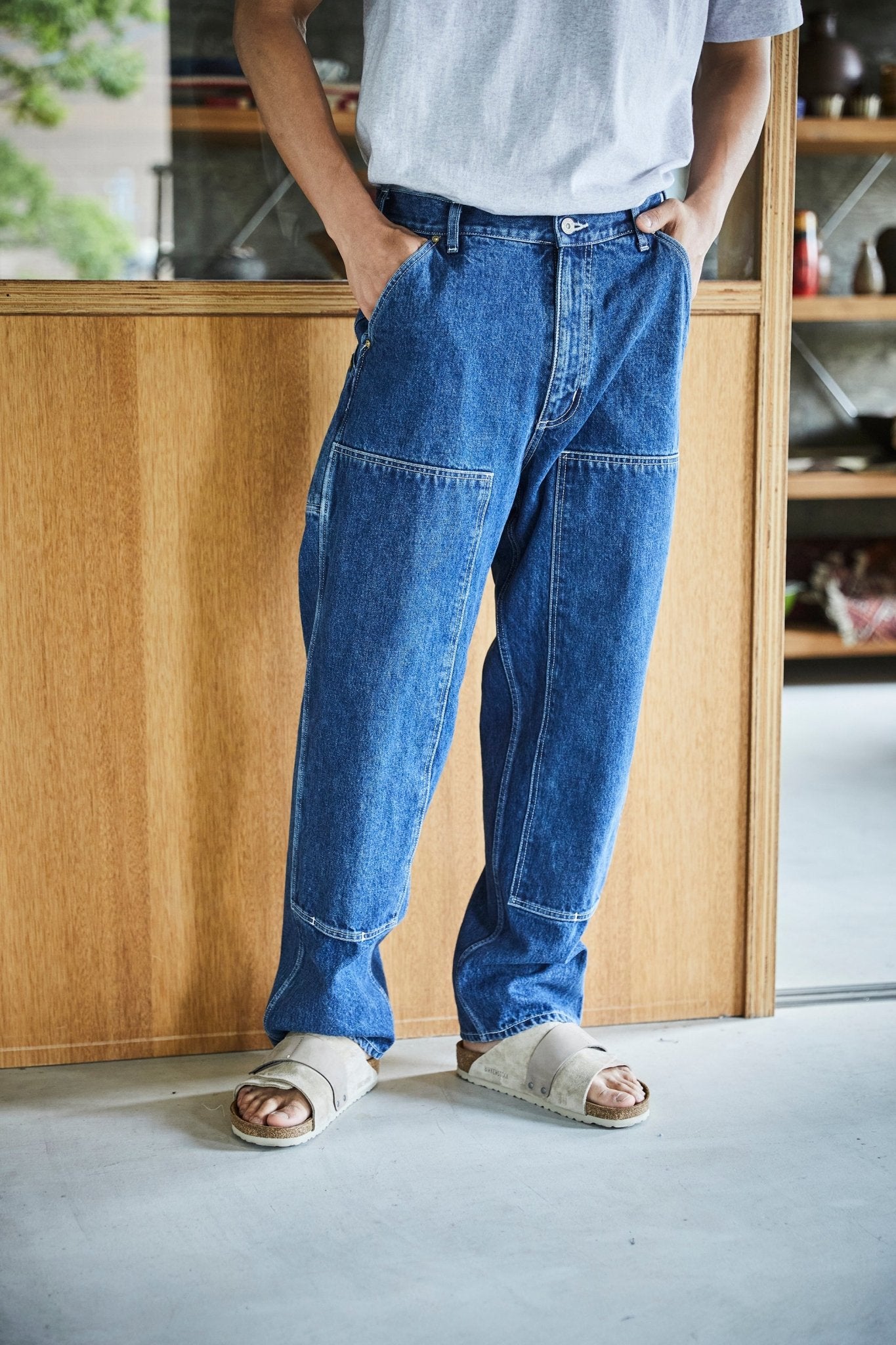 orSlow | DOUBLE KNEE UTILITY DENIM WORK PANTS 6 MONTH WASH | Meadow
